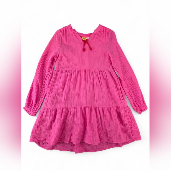 Boden | Dresses | Boden Girls Pink Tiered Gauzy Cotton Dress 314y ...
